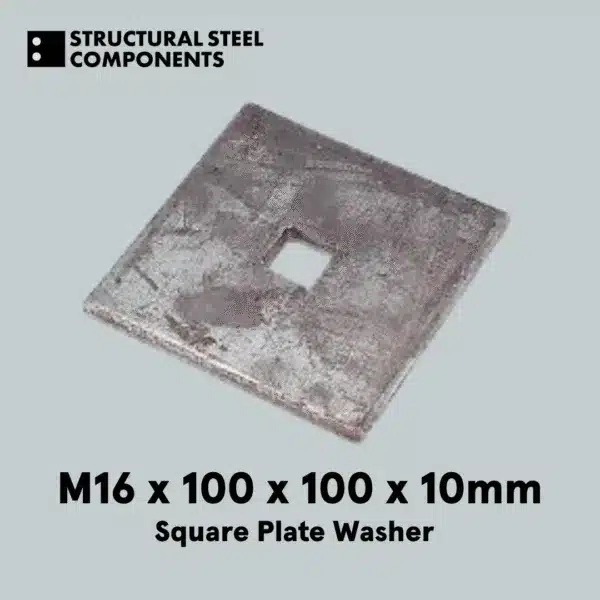 M16 x 100 x 100 x 10mm Square Plate Washer - Structural Steel Components